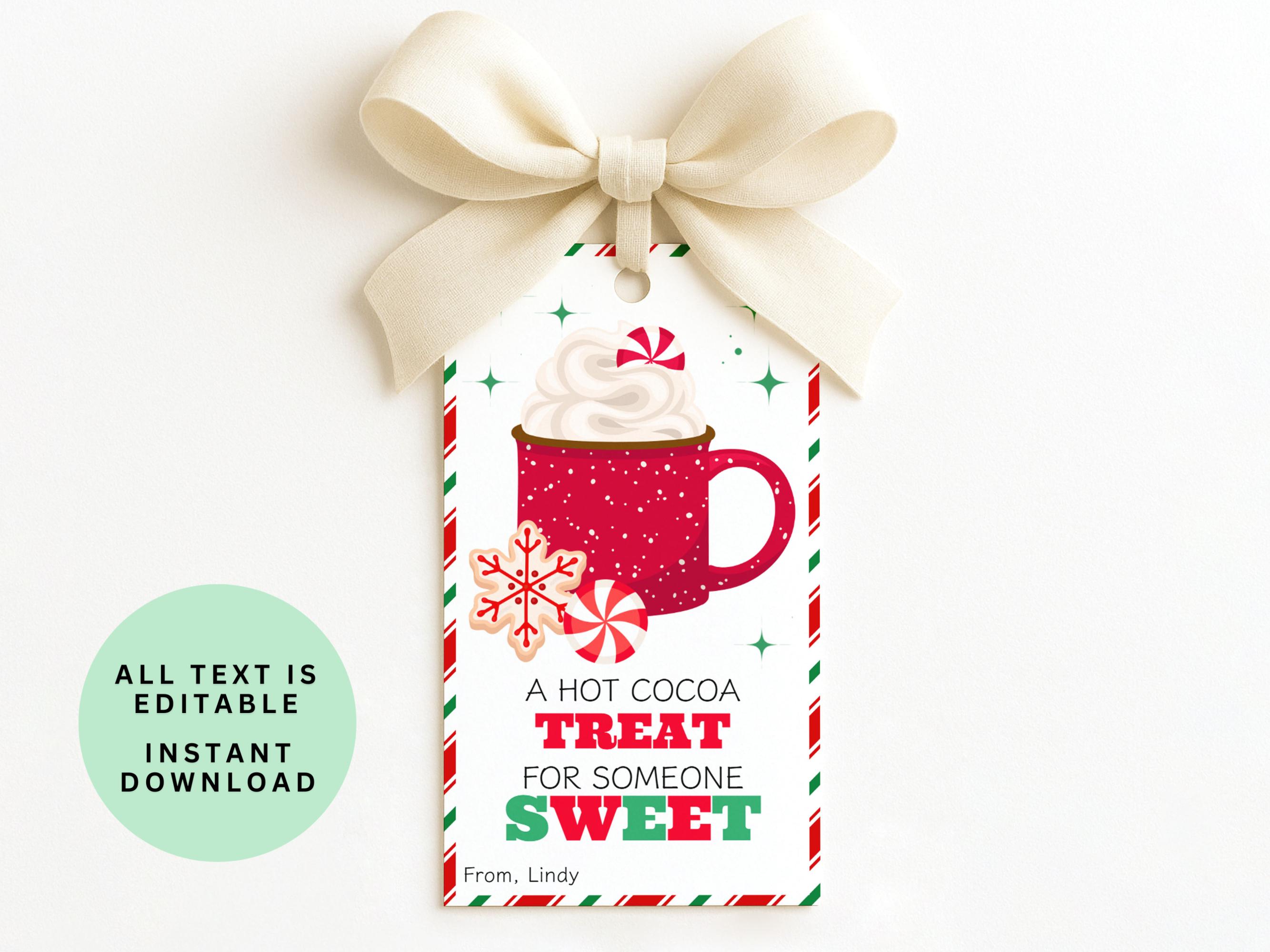 Christmas Hot Cocoa Gift Tag Editable, Teacher Staff Favor Tag, Secret ...
