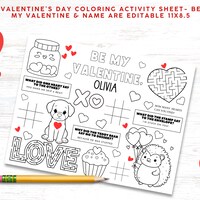 Valentines Day Coloring Page Activity Placemat Activity Sheet - Etsy UK