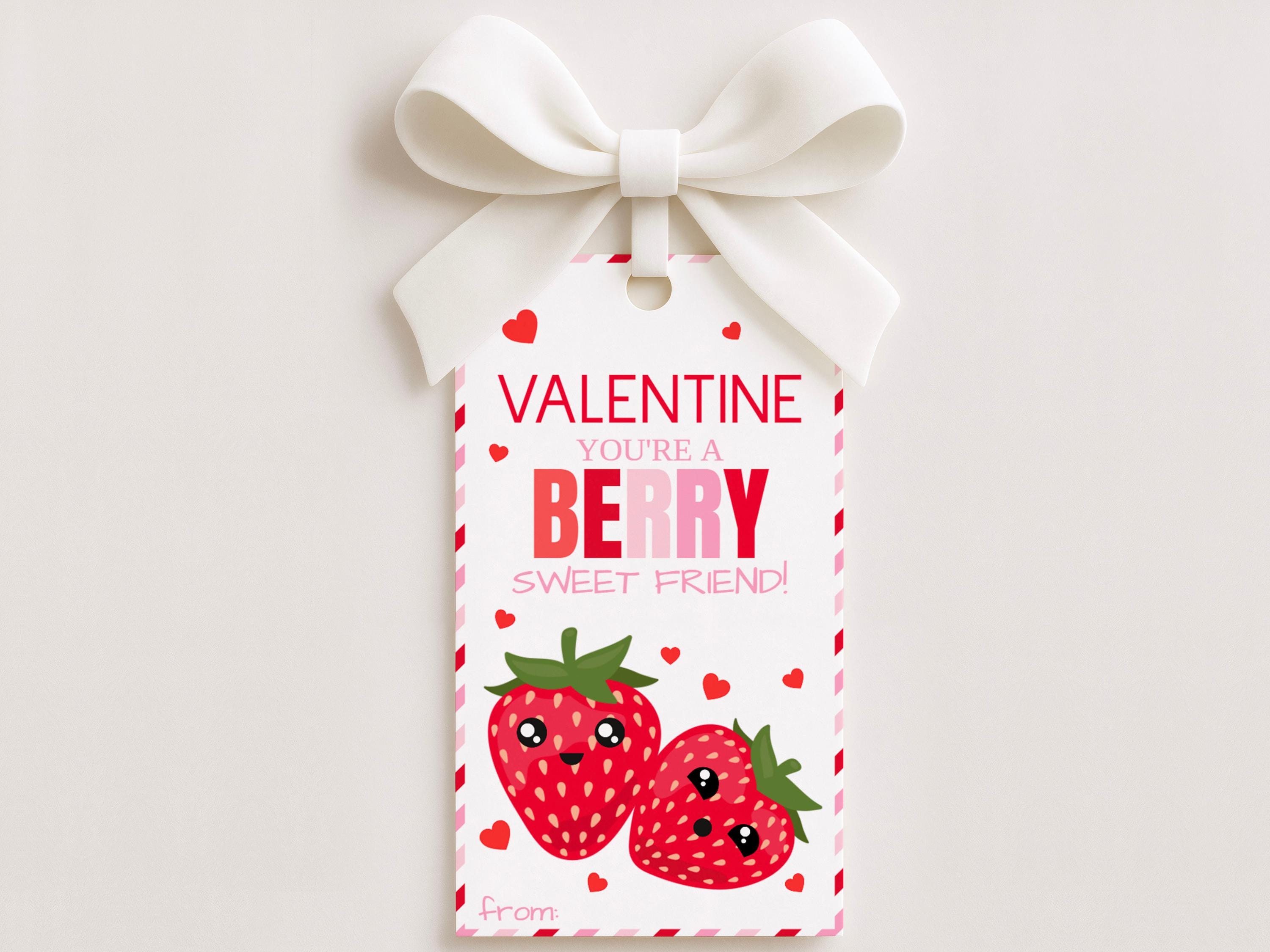 Editable Berry Sweet Valentine Gift Tag, Kids Valentine Party Favor ...