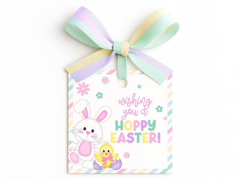 Editable Easter Favor Tags, Hoppy Easter Bunny Gift Tag, Easter Treat ...