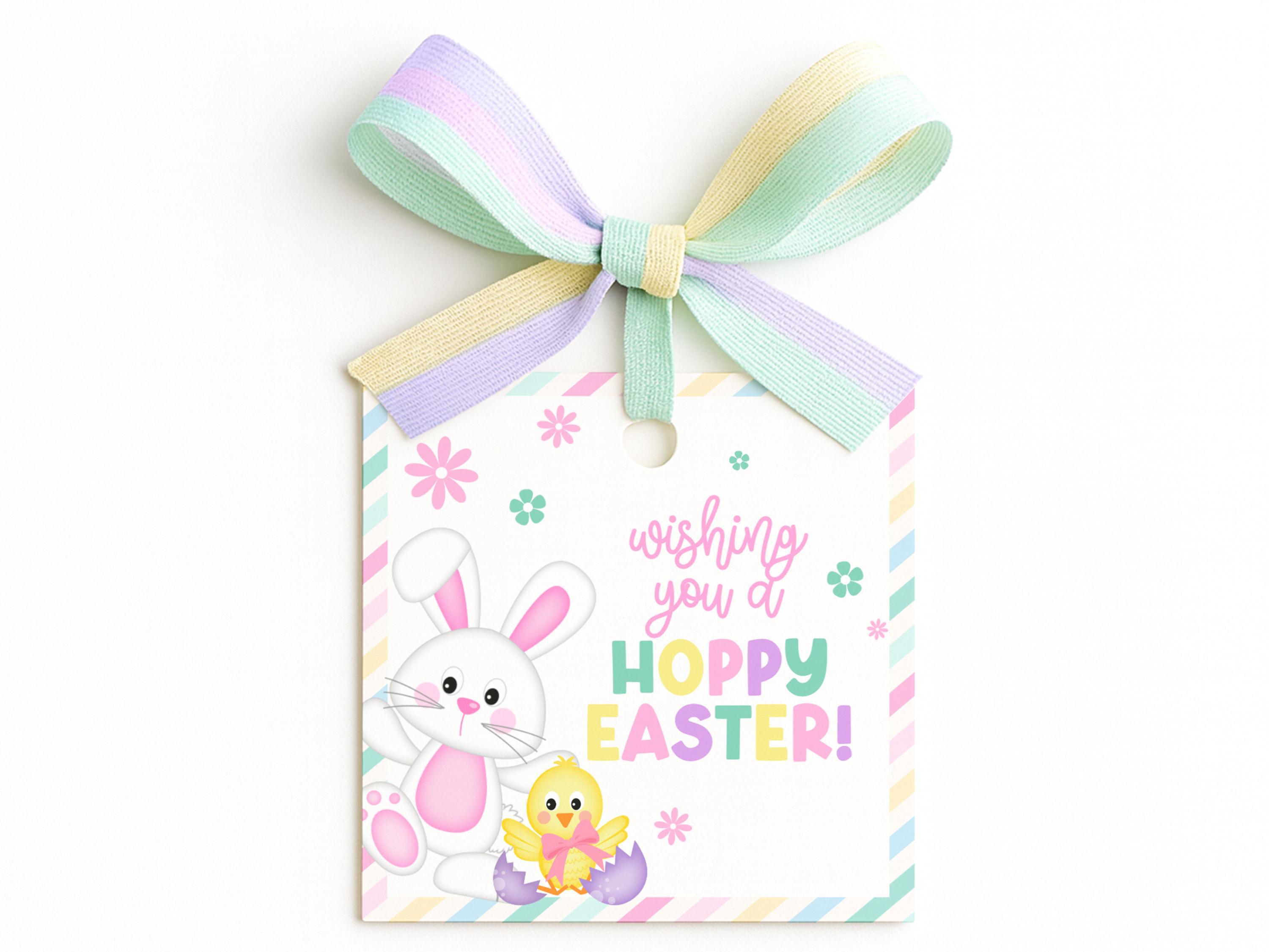 Editable Easter Favor Tags, Hoppy Easter Bunny Gift Tag, Easter Treat ...