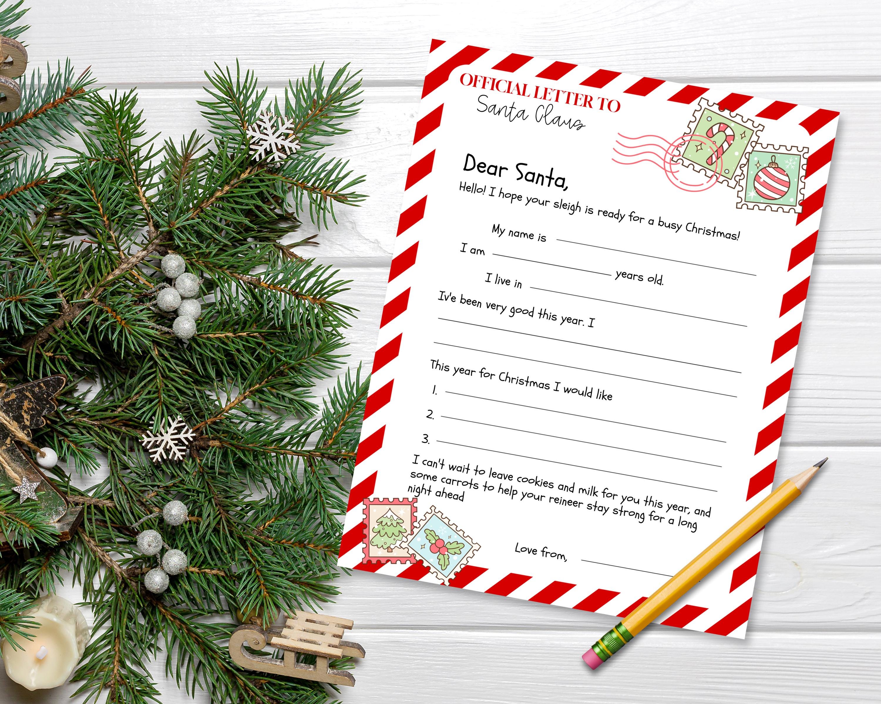 Editable Letter to Santa Template, Kids Christmas Wish List, Santa ...