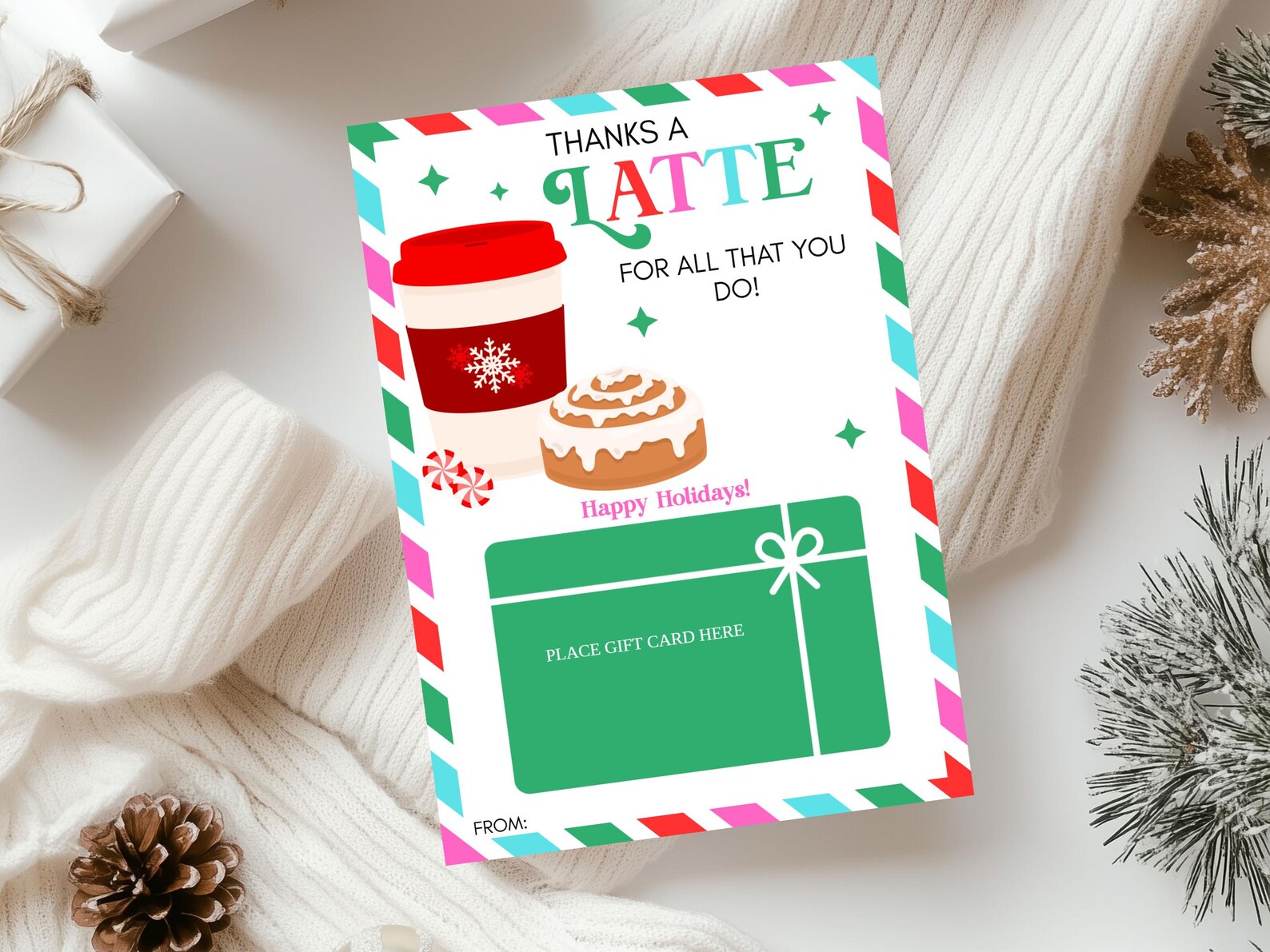 Christmas Latte Gift Card Holder, Thanks a Latte Printable, Teacher ...