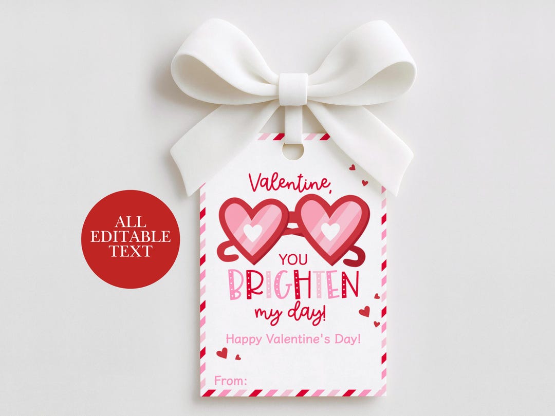 Editable Valentines Day Tag, Sunglasses Valentines Tags for Kids, You ...