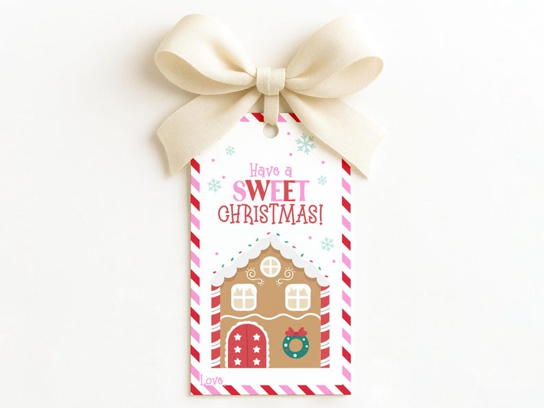 Gingerbread House Christmas Gift Tag Template, Printable Holiday Favor ...