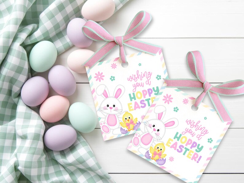 Editable Easter Favor Tags, Hoppy Easter Bunny Gift Tag, Easter Treat ...