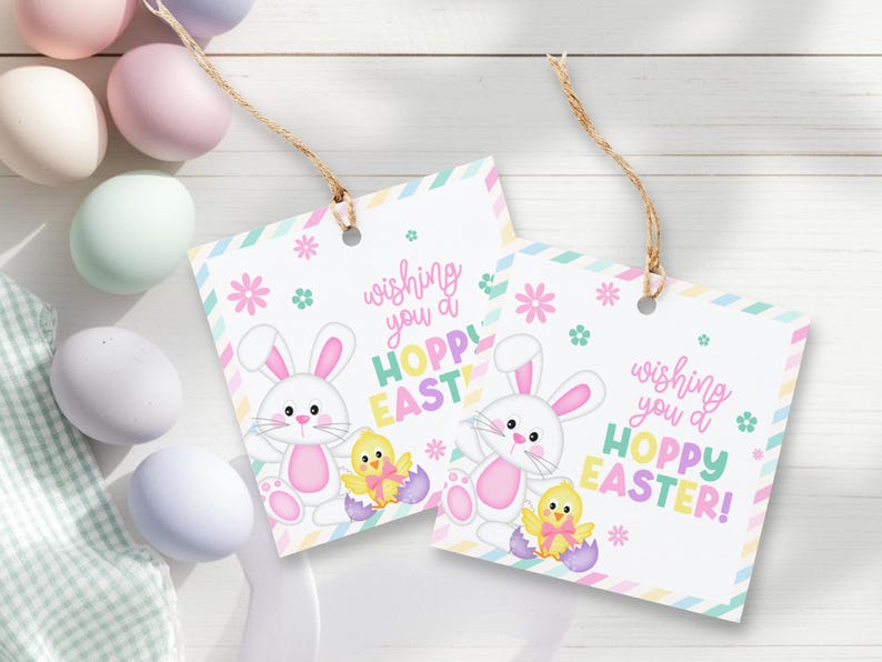 Editable Easter Favor Tags, Hoppy Easter Bunny Gift Tag, Easter Treat ...