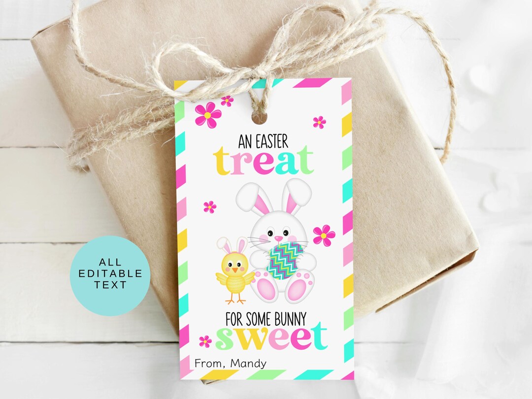 Editable Easter Bunny Gift Tag, Little Treat for Someone Sweet Tag ...