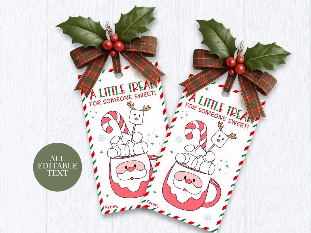 Editable Christmas Treat Tag, Hot Cocoa Christmas Gift Tag, Party Favor ...