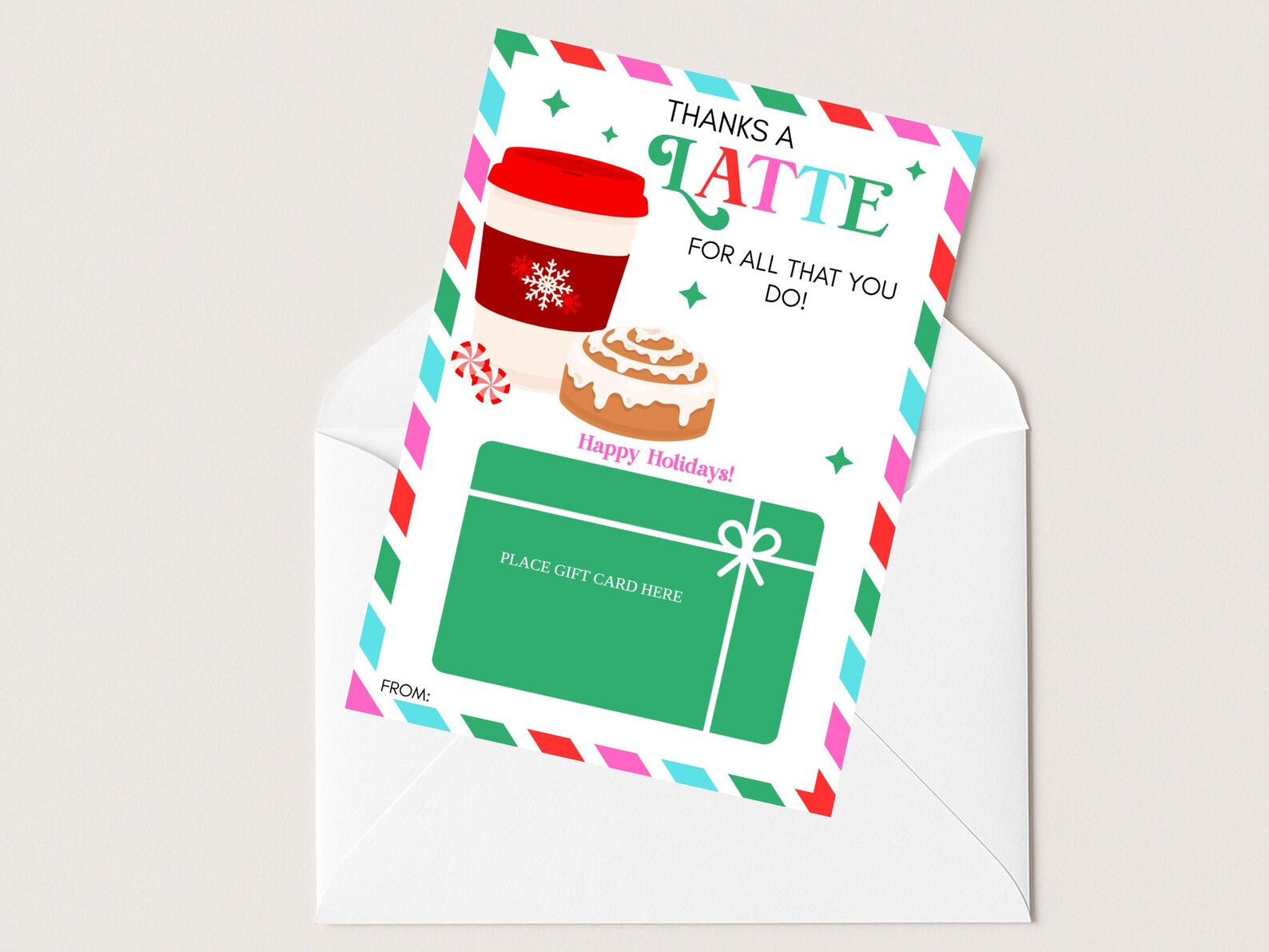 Christmas Latte Gift Card Holder, Thanks a Latte Printable, Teacher ...