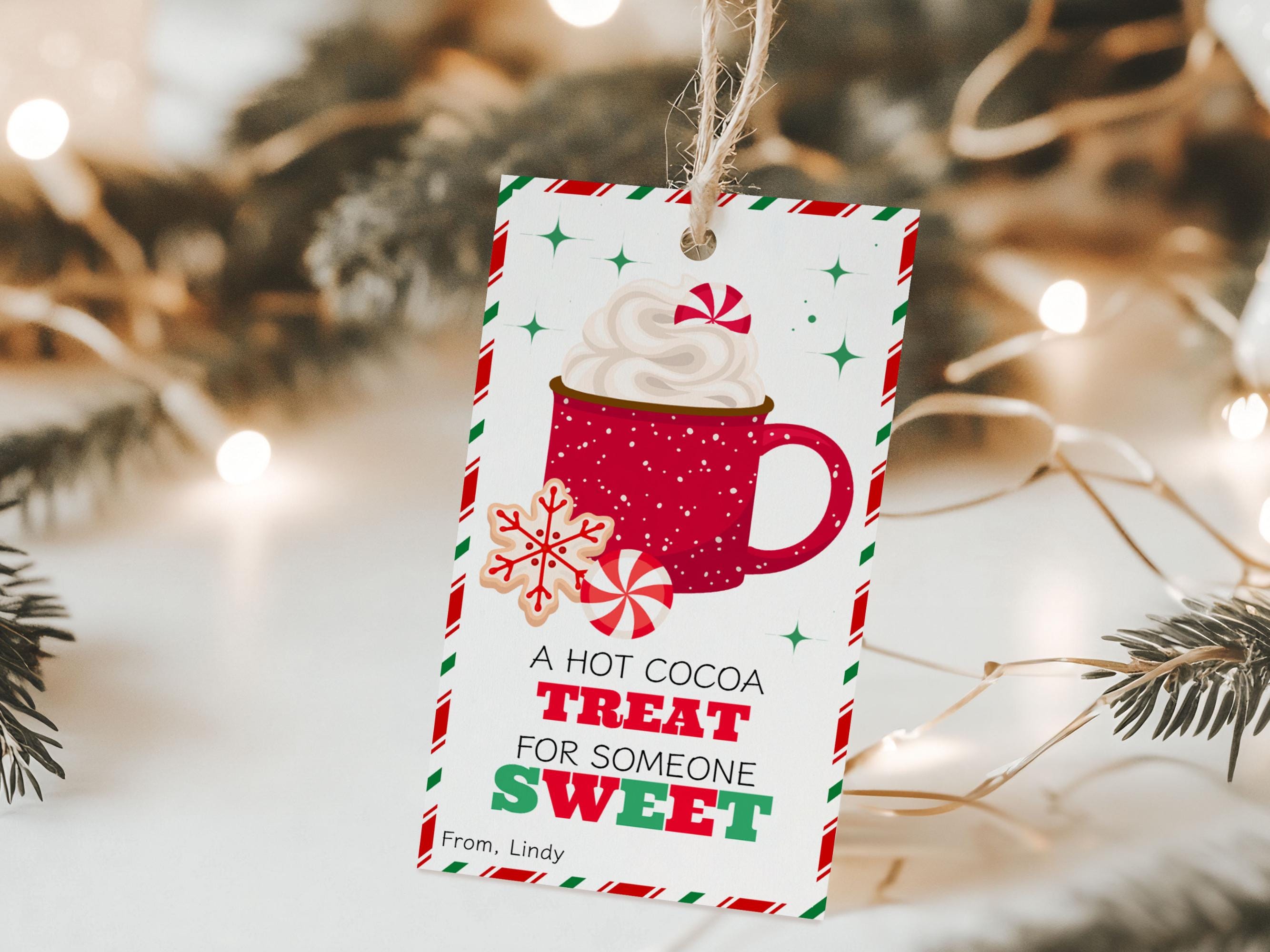 Christmas Hot Cocoa Gift Tag Editable, Teacher Staff Favor Tag, Secret ...