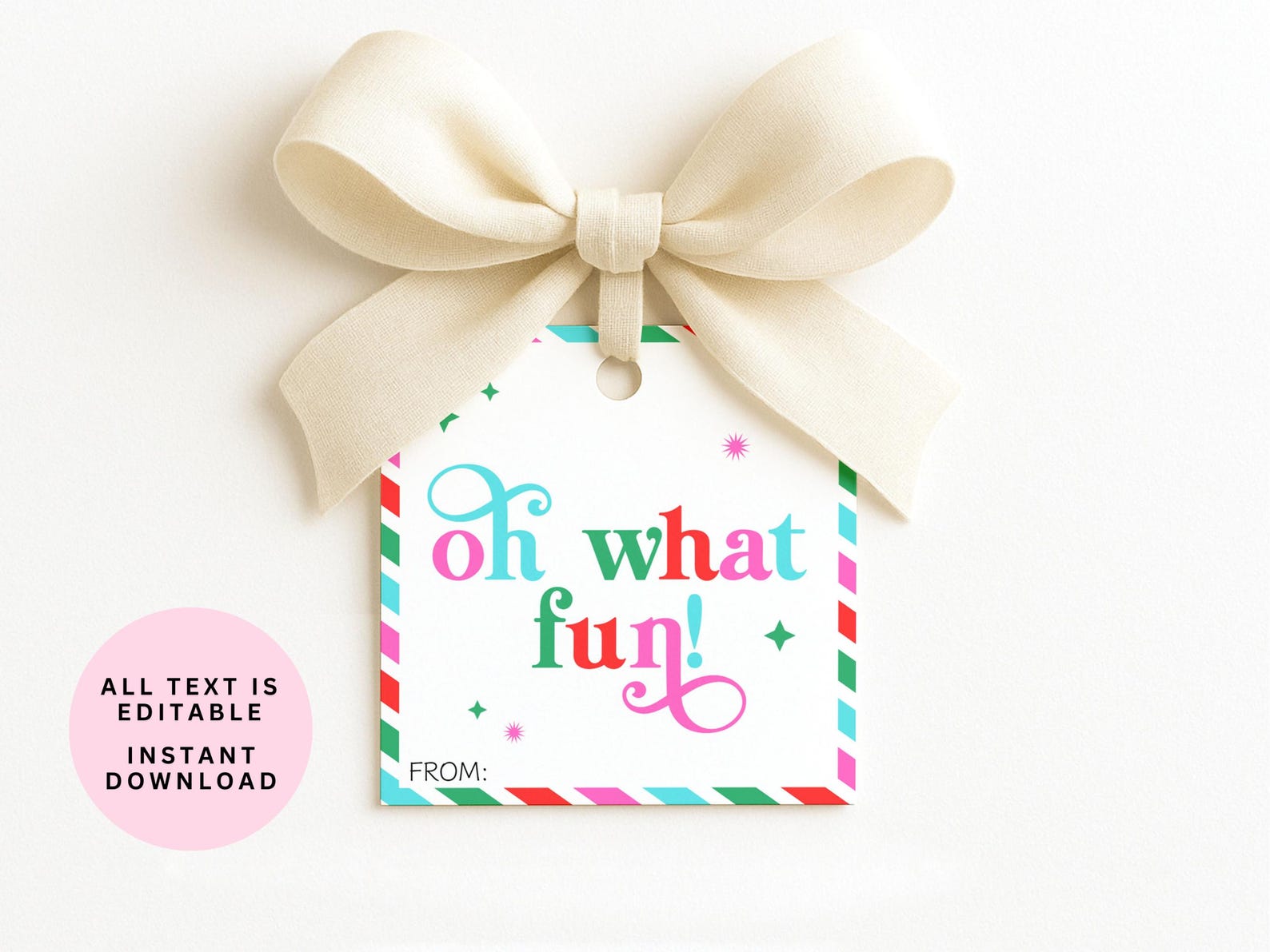 Christmas Favor Tag, Oh What Fun Gift Tag, Holiday Favor Tag Printable ...
