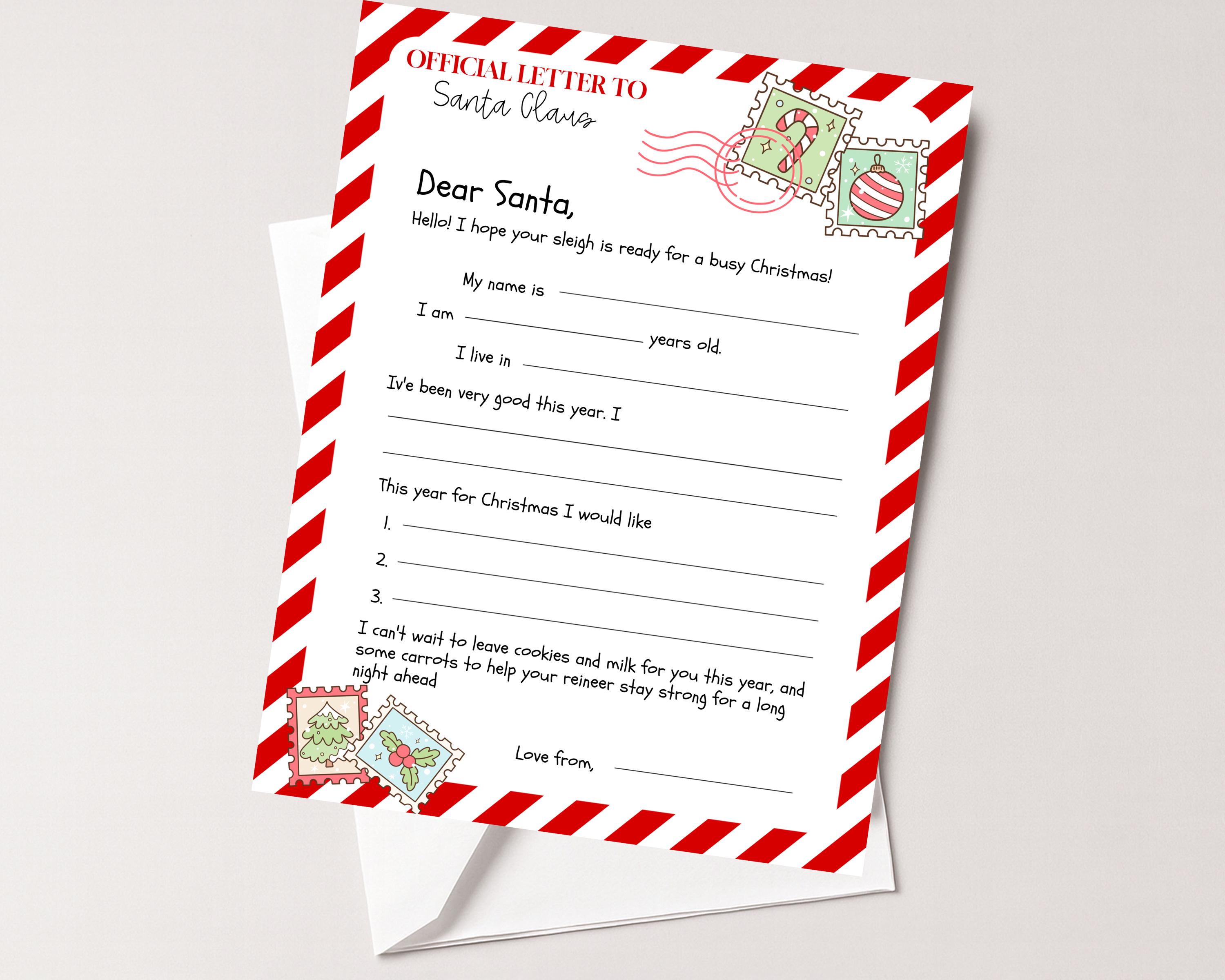 Editable Letter to Santa Template, Kids Christmas Wish List, Santa ...