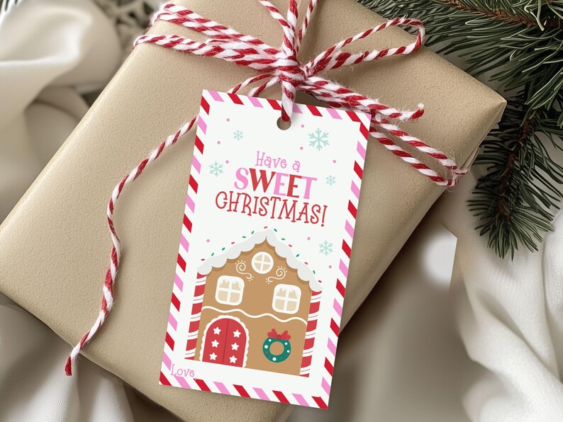 Gingerbread House Christmas Gift Tag Template, Printable Holiday Favor ...