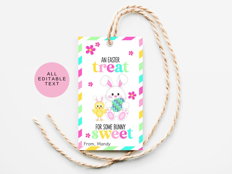 Editable Easter Bunny Gift Tag, Little Treat for Someone Sweet Tag ...