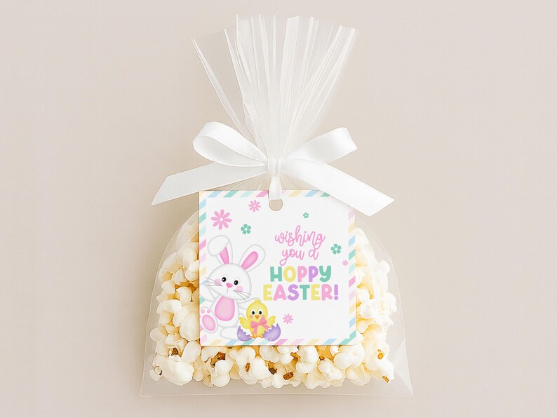 Editable Easter Favor Tags, Hoppy Easter Bunny Gift Tag, Easter Treat ...