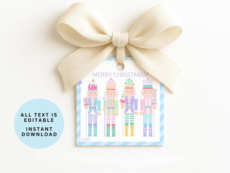 Nutcracker Christmas Favor Tag, Holiday Gift Tag Printable, Christmas ...