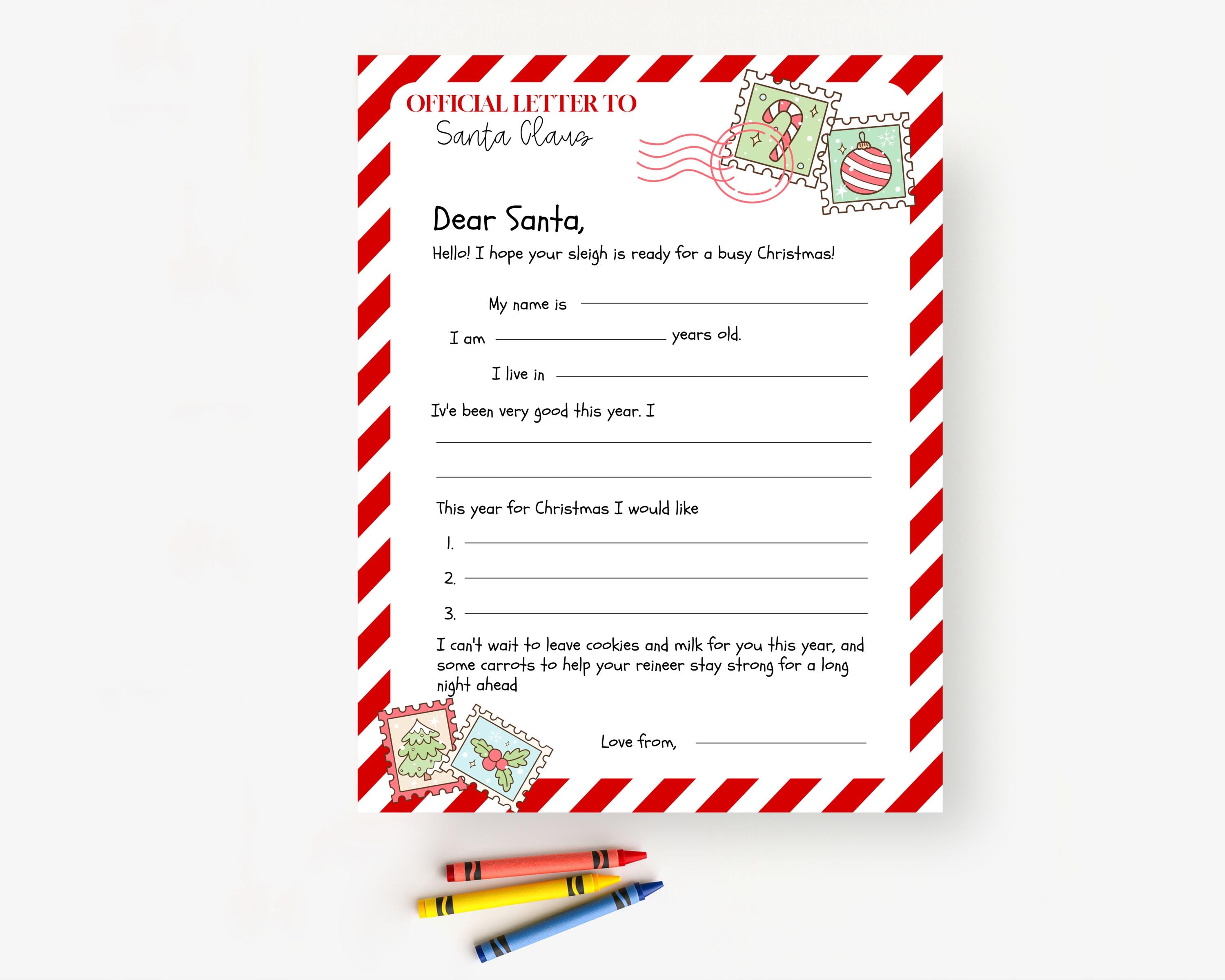 Editable Letter to Santa Template, Kids Christmas Wish List, Santa ...