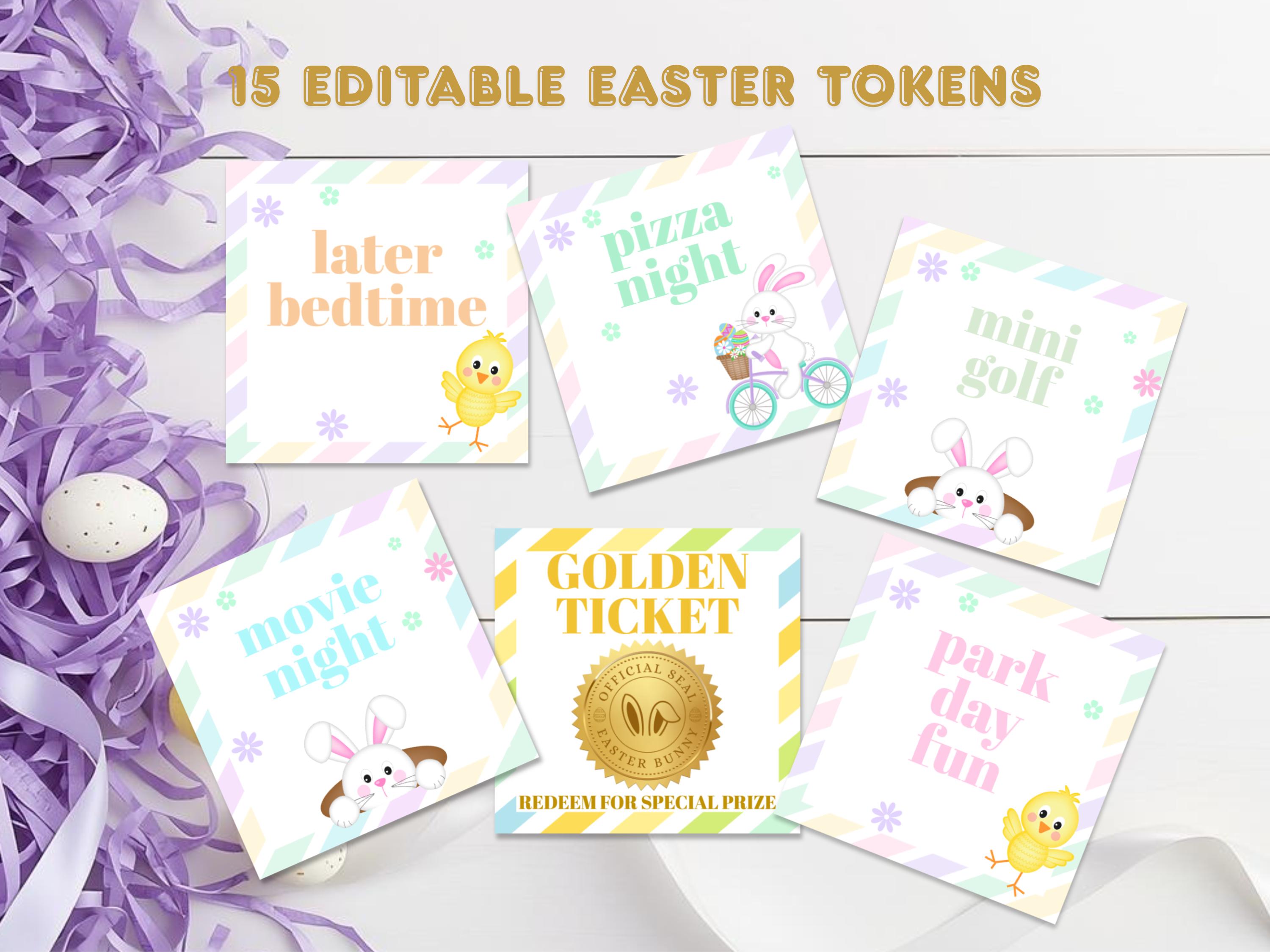 Editable Easter Egg Hunt Tokens, Printable Kids Easter Egg Tokens ...