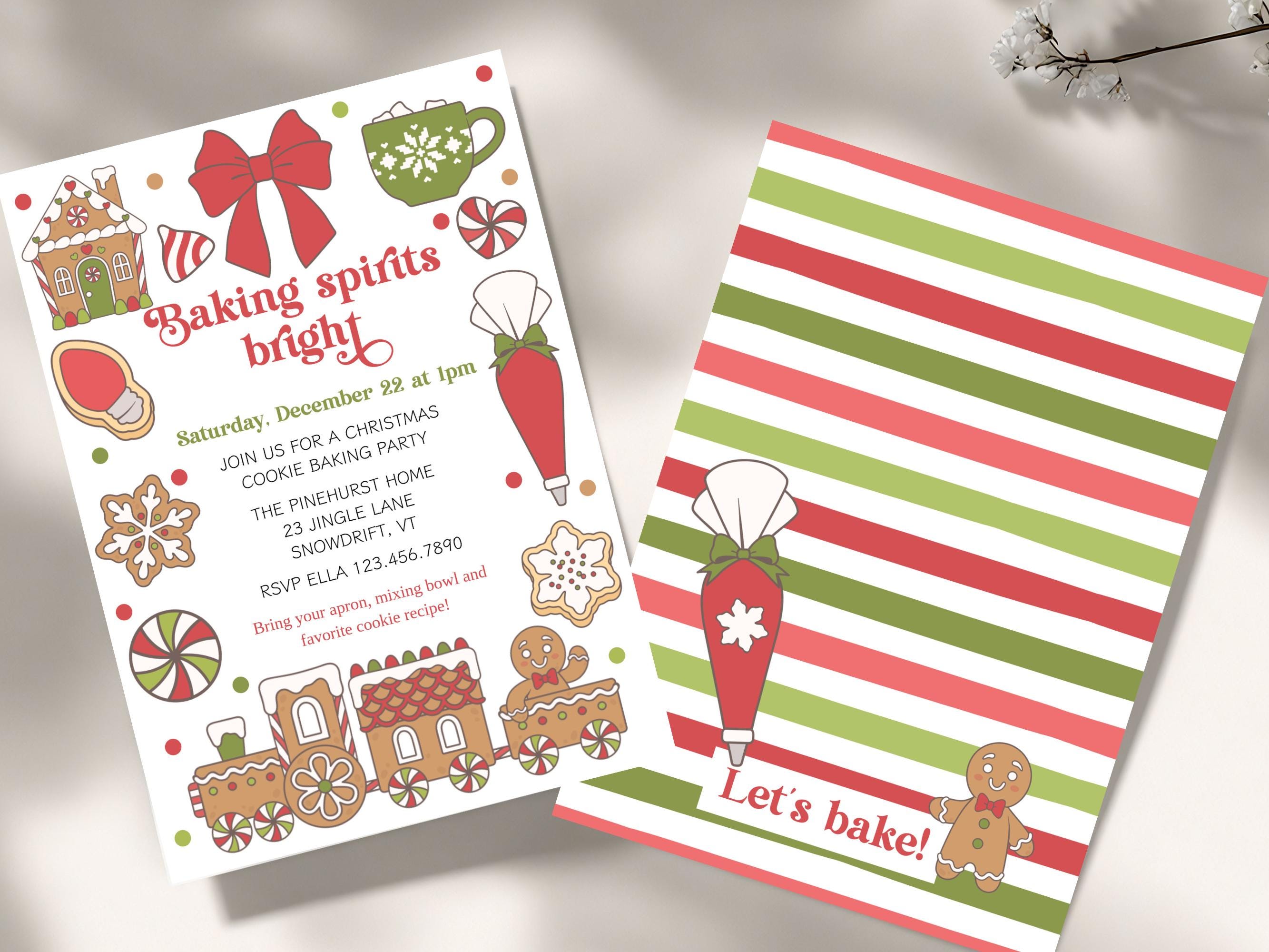 Baking Spirits Bright Christmas Cookie Party Invite, Kids Cookie Baking ...