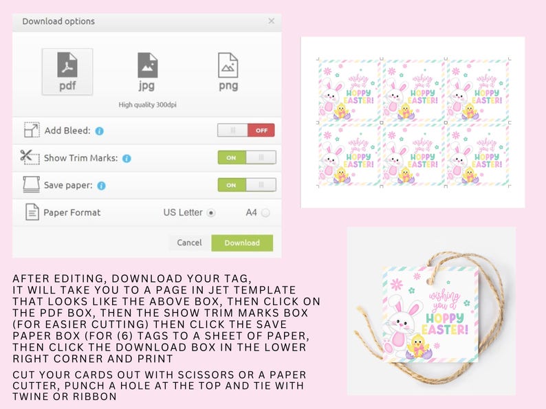 Editable Easter Favor Tags, Hoppy Easter Bunny Gift Tag, Easter Treat ...
