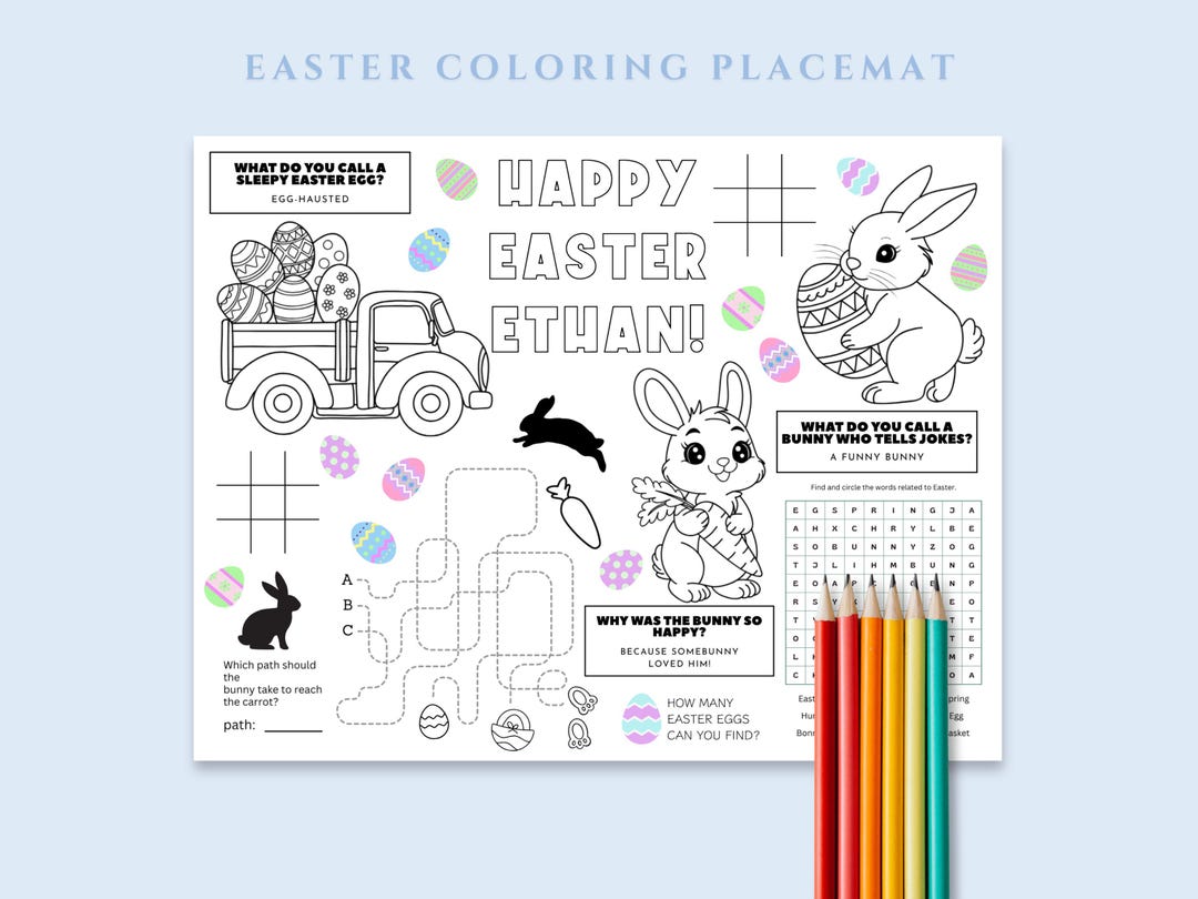 Easter Activity Placemat for Kids Printable, Classroom Party Game, Kid ...