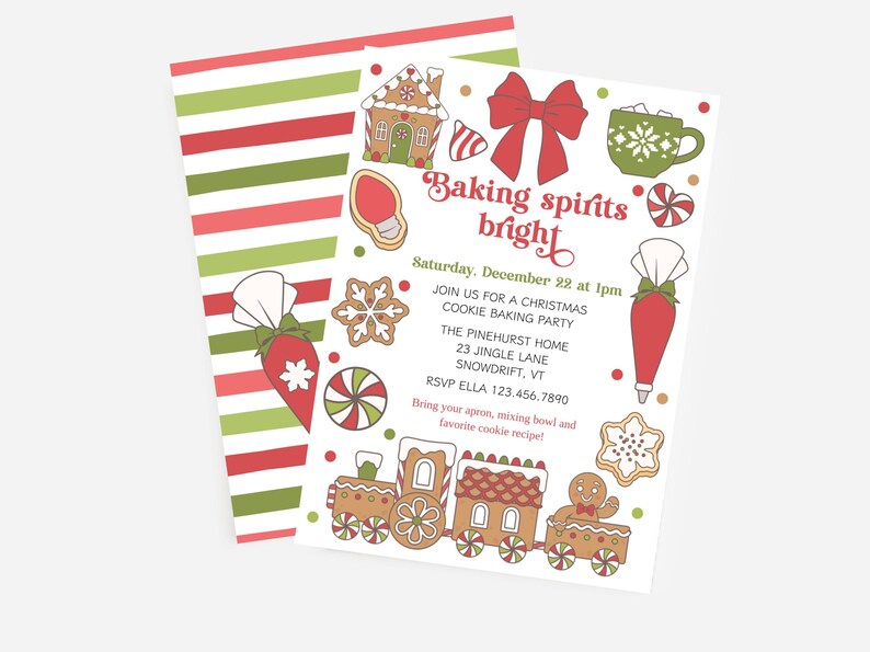 Baking Spirits Bright Christmas Cookie Party Invite, Kids Cookie Baking ...