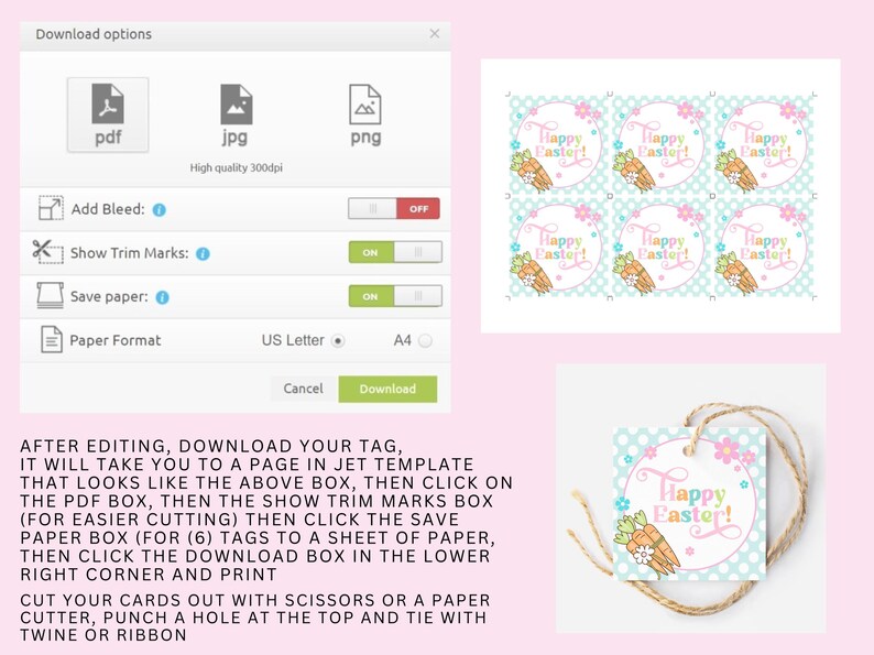 Editable Easter Gift Tags, Printable Happy Easter Favor Tag, Cute Bunny ...
