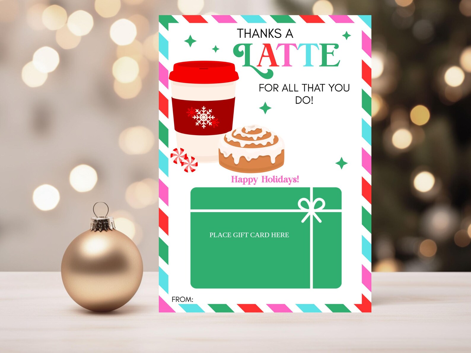 Christmas Latte Gift Card Holder, Thanks a Latte Printable, Teacher ...