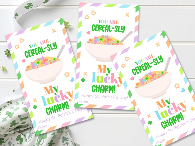You’re Cereal-sly My Lucky Charm Tag, St Patrick's Day Gift Tag ...
