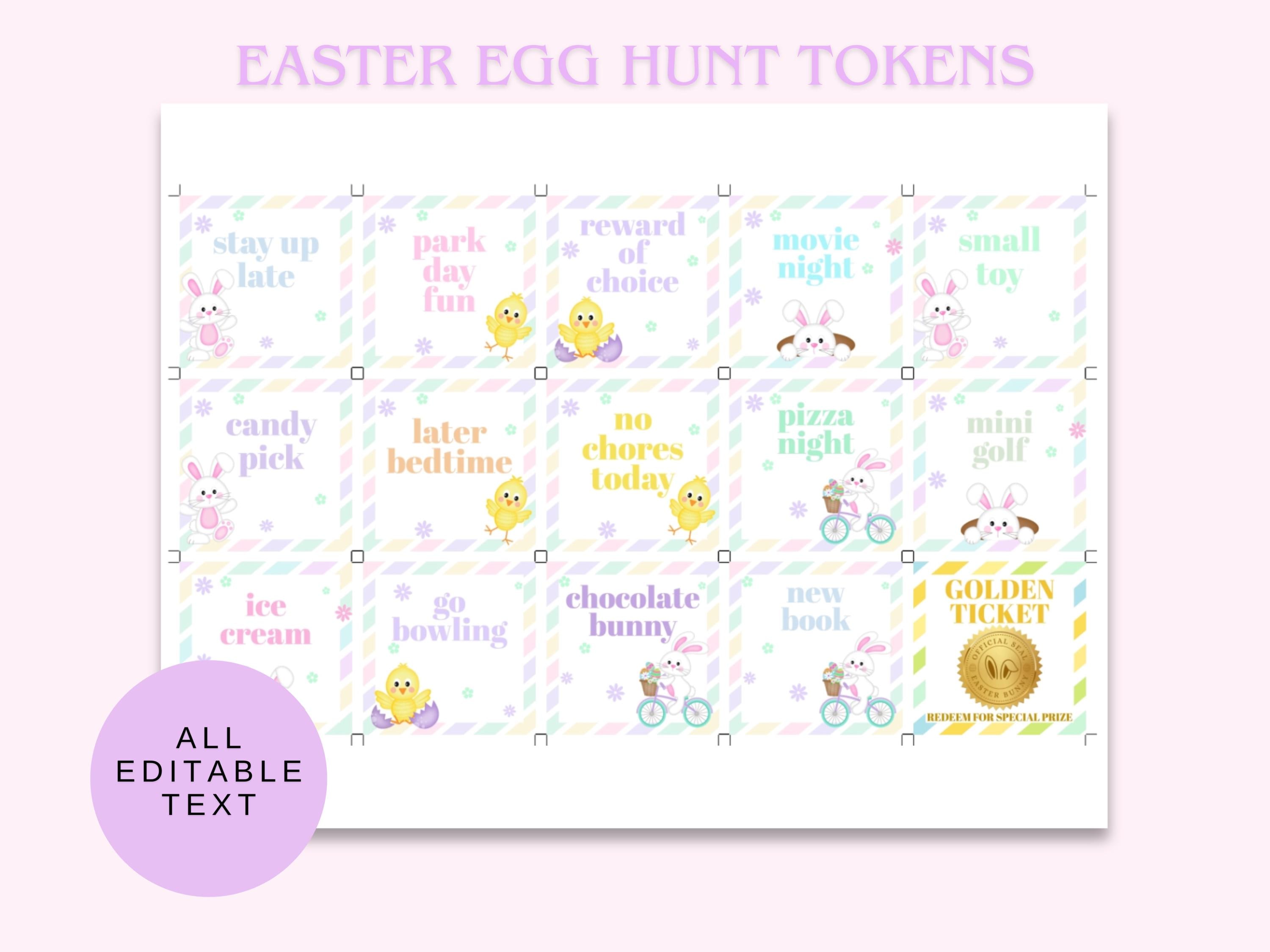Editable Easter Egg Hunt Tokens, Printable Kids Easter Egg Tokens ...