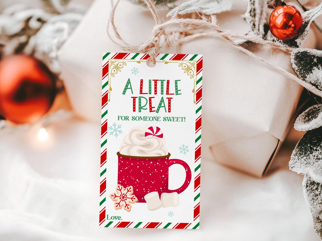 Hot Cocoa Christmas Gift Tag, Printable Holiday Treat Cookie Tag, Hot ...
