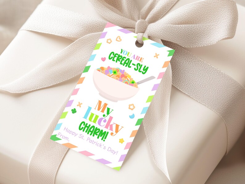 You’re Cereal-sly My Lucky Charm Tag, St Patrick's Day Gift Tag ...
