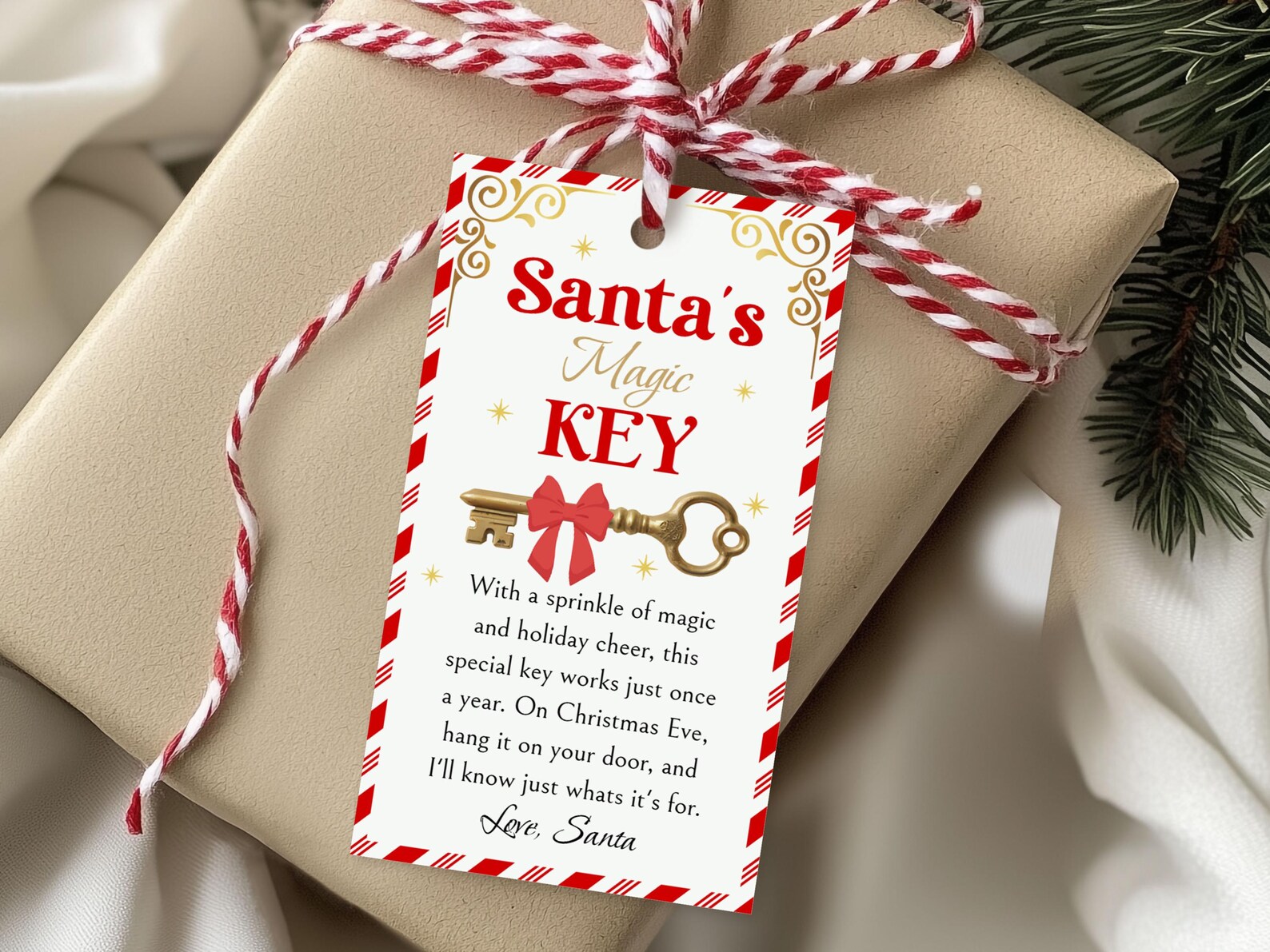 Santa's Magic Key Tag, Editable Kids Christmas Eve Gift Box Tag ...