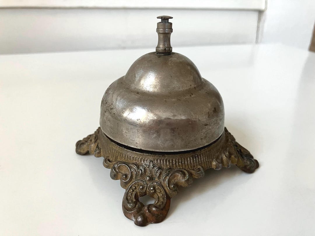 Vintage Hotel Desk Bell, Brass Counter Service Bell, Bellhop Ring ...