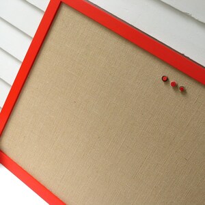 Modern Burlap BULLETIN BOARD - Red and Tan Magnetic Memo Board in ...