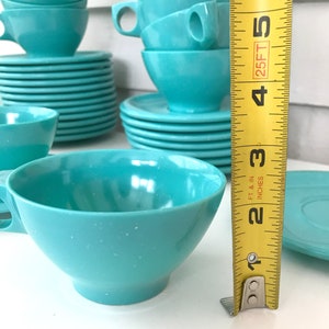Vintage Boontonware Cups and Saucers, Turquoise Blue Speckled With ...