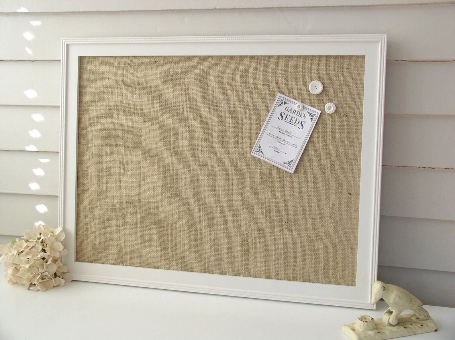 Burlap Bulletin Board Magnet Board Handmade Wood Frame 20 5 Etsy