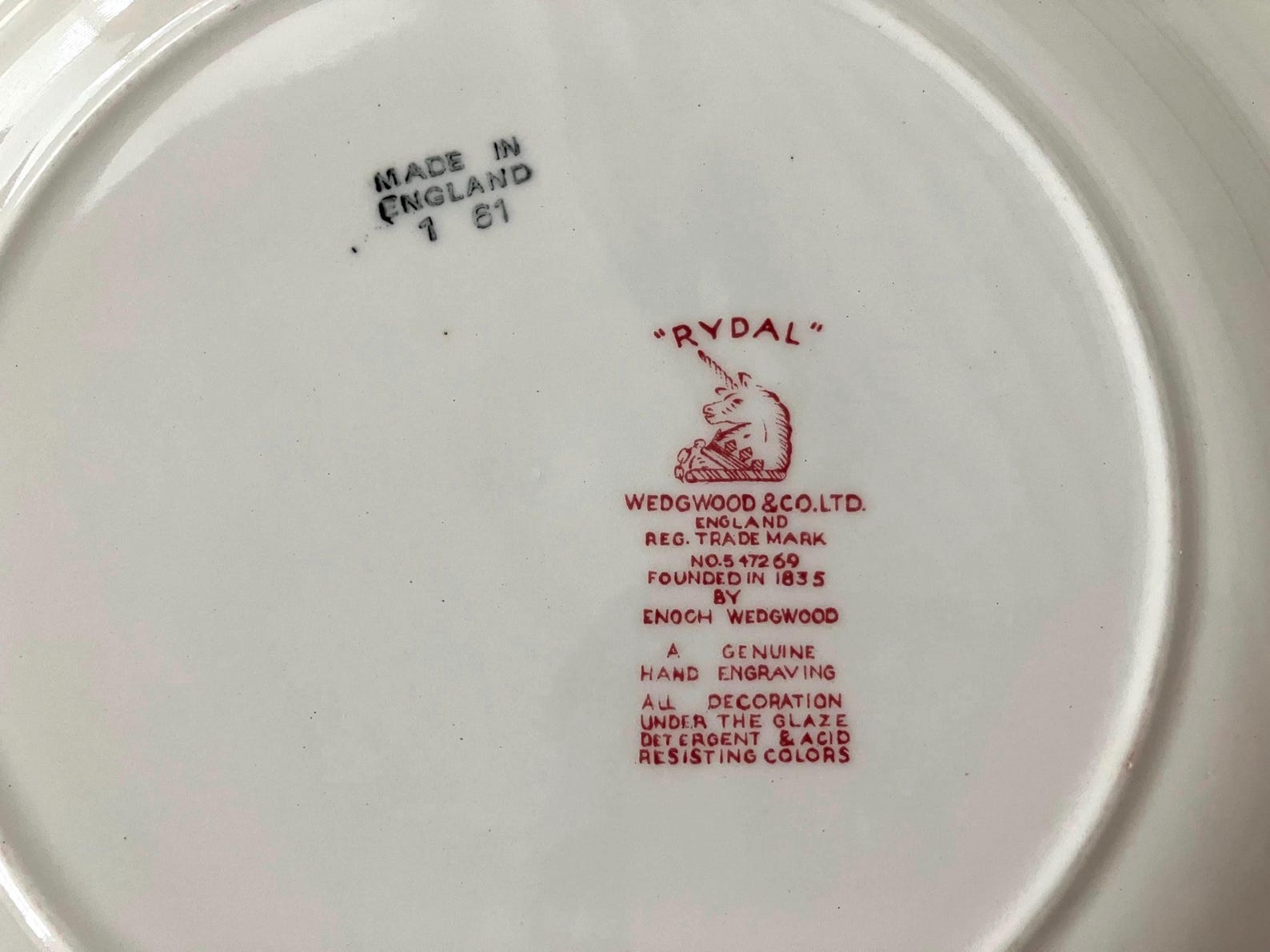 Set of 4 Vintage Plates, Wedgewood Rydal Red Made in England, Red and ...