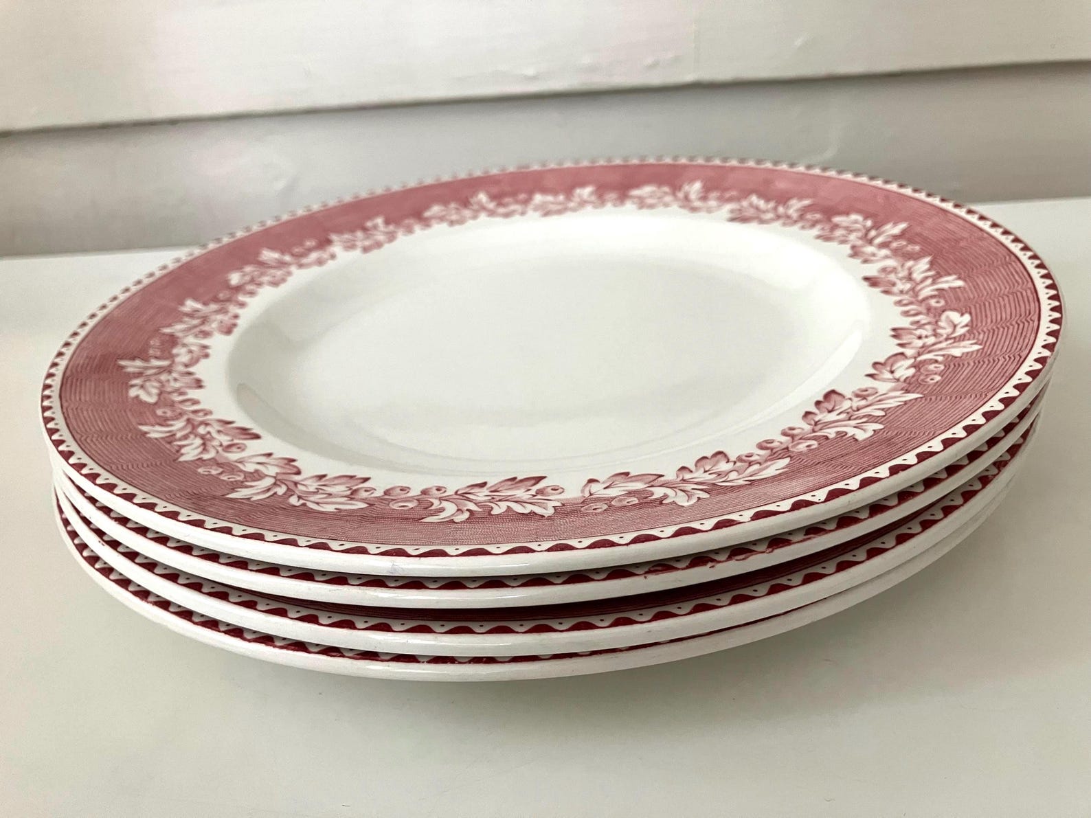 Set of 4 Vintage Plates, Wedgewood Rydal Red Made in England, Red and ...