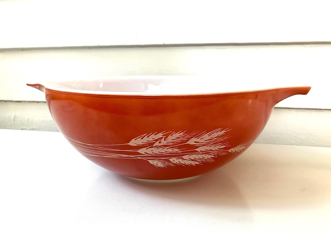 Vintage Pyrex Autumn Harvest Wheat Bowl, Cinderella Serving Salad Bowl ...
