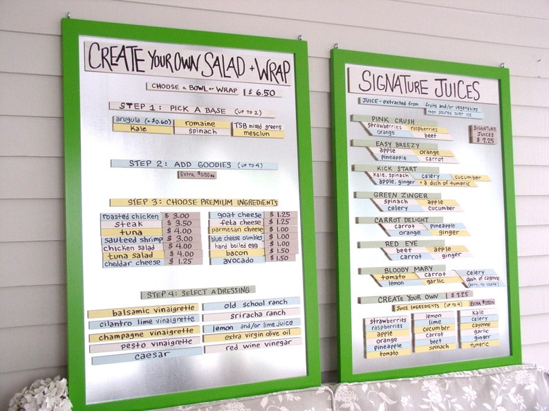 Restaurant Menu Board Sign Custom Handmade Wood Frame - Etsy