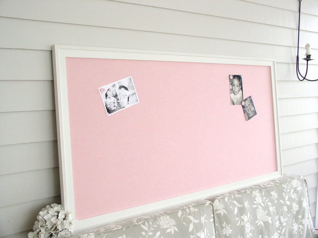 HUGE Pink Linen Fabric Magnetic Bulletin Board FURNITURE GRADE Magnet ...
