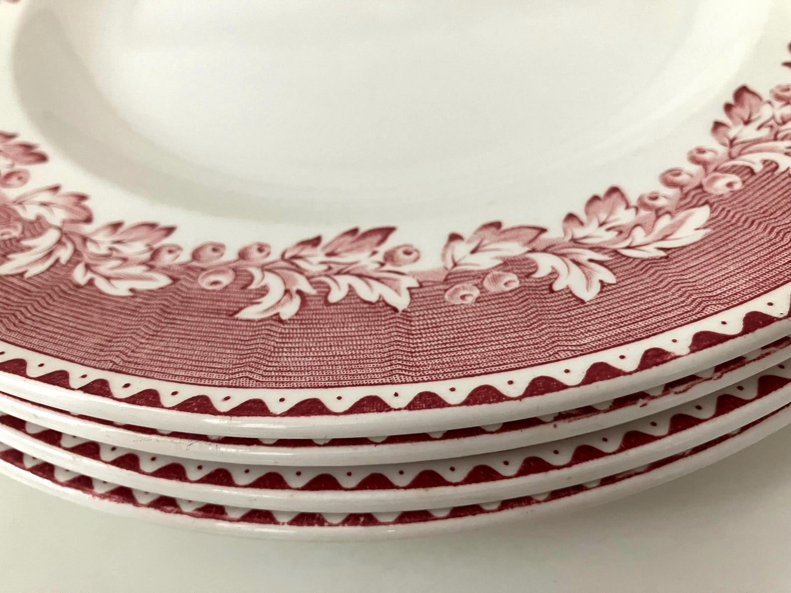 Set of 4 Vintage Plates, Wedgewood Rydal Red Made in England, Red and ...