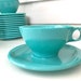 Vintage Boontonware Cups and Saucers, Turquoise Blue Speckled With ...
