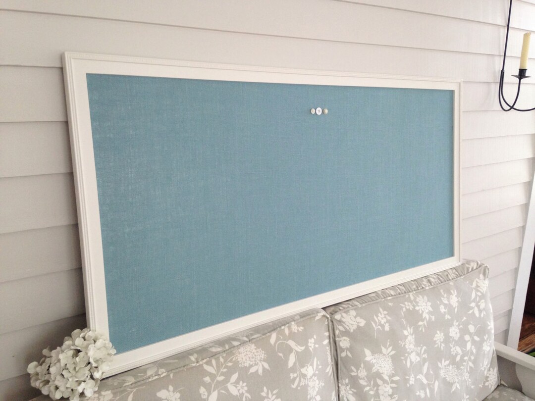 HUGE Blue Fabric Magnetic Bulletin Board 26 X 52 Burlap Magnet Board ...