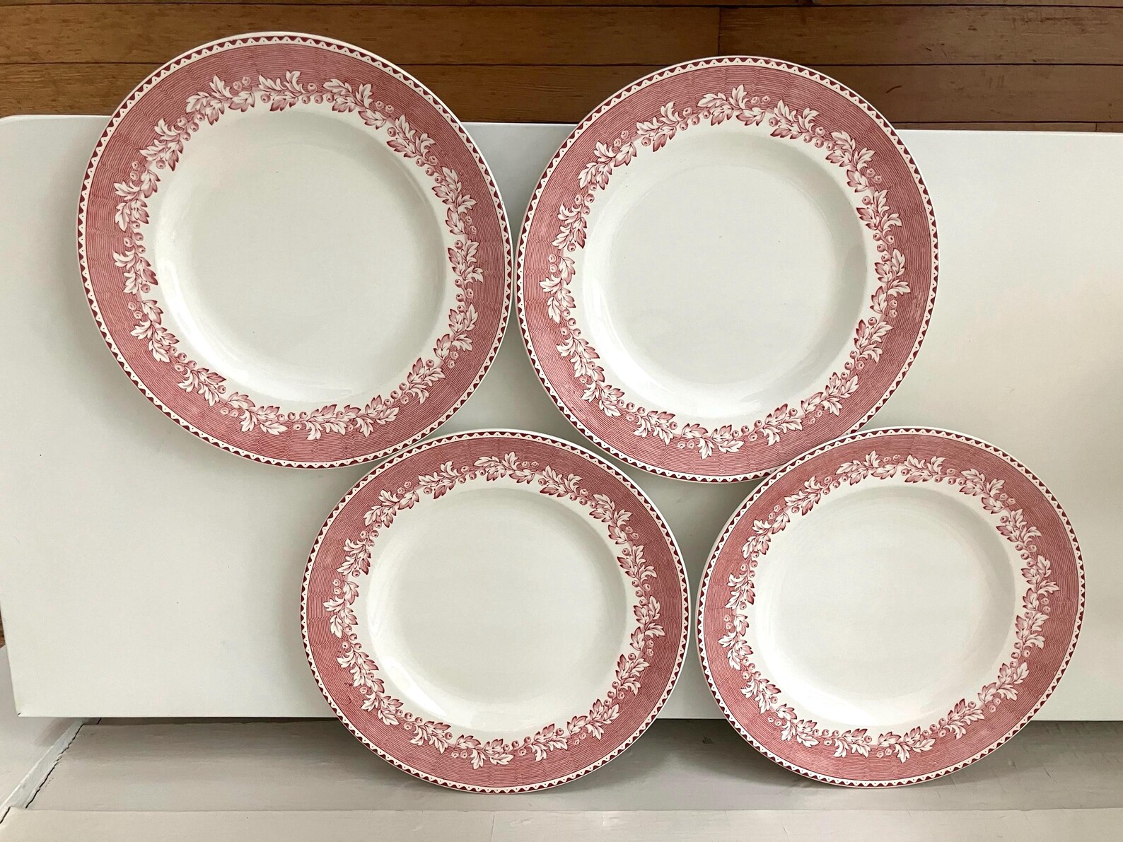 Set of 4 Vintage Plates, Wedgewood Rydal Red Made in England, Red and ...