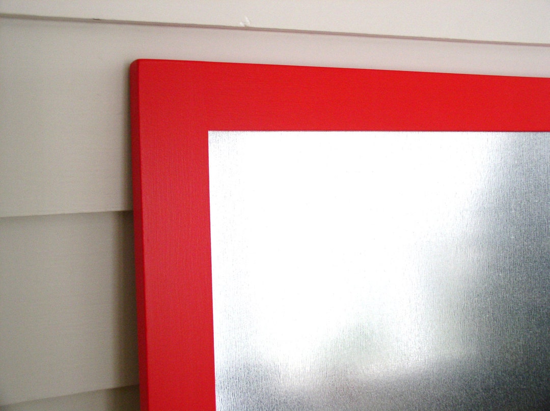 Modern Red Industrial Wood Framed Magnetic Bulletin Board 20.5 X 26.5 ...