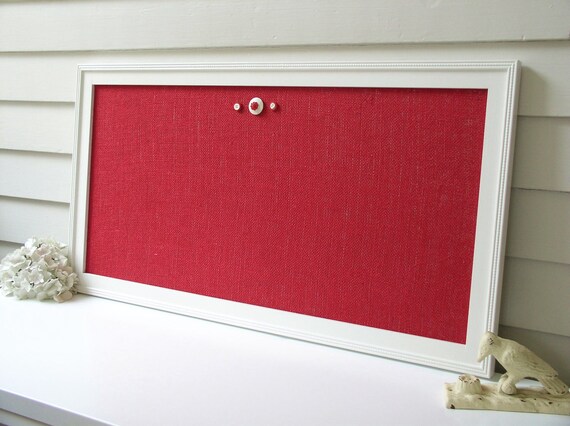 Organization Magnet Board Barn Red Burlap Magnetic Framed | Etsy
