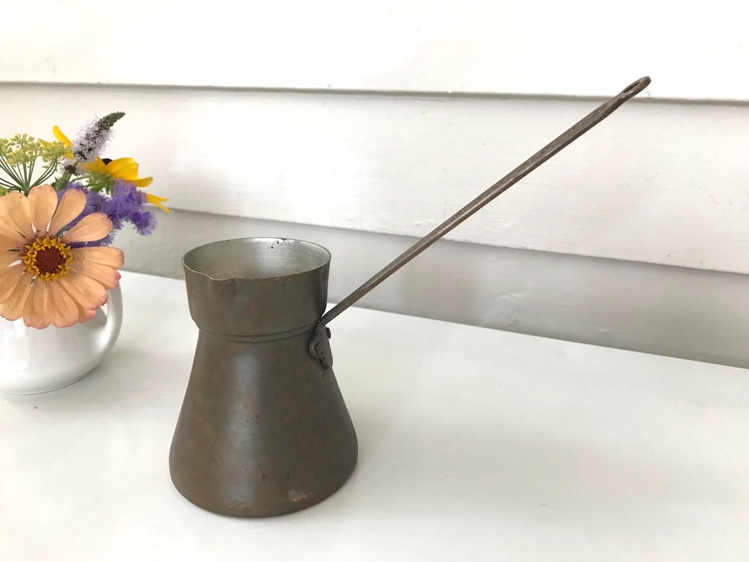 Turkish Coffee Pot, Copper Greek Coffee Briki, Vintage Stovetop Coffee ...
